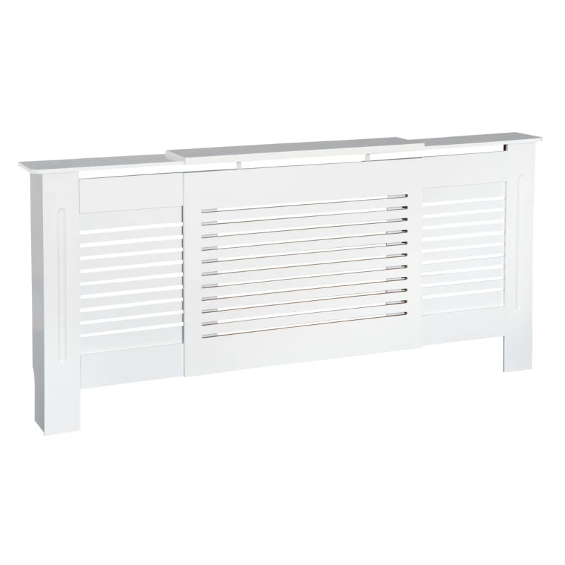 White Extendable Radiator Cover Cabinet Shelving Slatted Design 139-208 ...